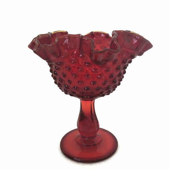 Fenton | Dining | Fenton Candy Dish Compote Red Amberina Hobnail ...